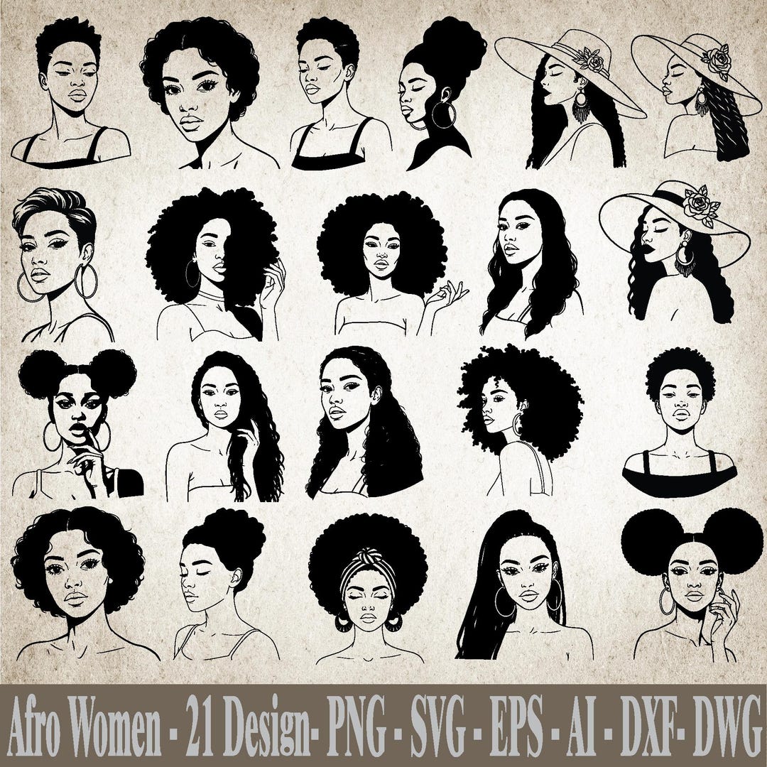 Afro Woman SVG, African American Women SVG, Beautiful Woman SVG, Afro ...