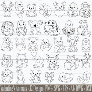 Animals With Heart SVG Bundle, Valentine Animal Svg, Cute Baby Animals ...