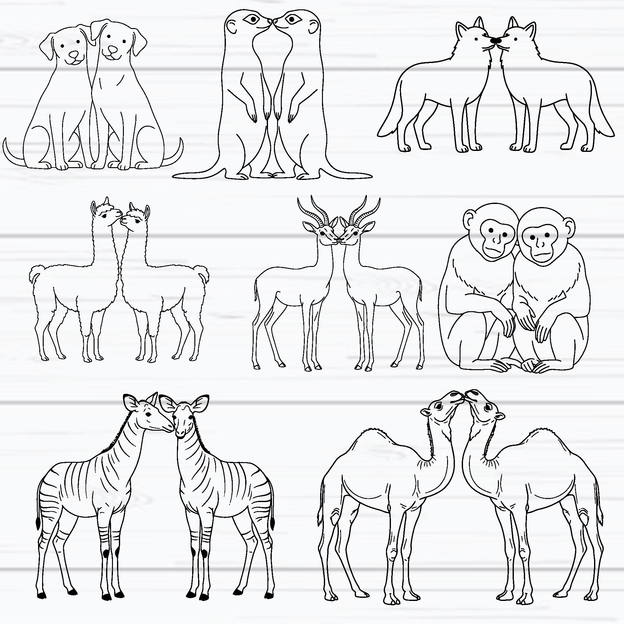 Animals SVG Bundle, Cute Animal Couples Svg, Valentine Animal Svg, Farm ...