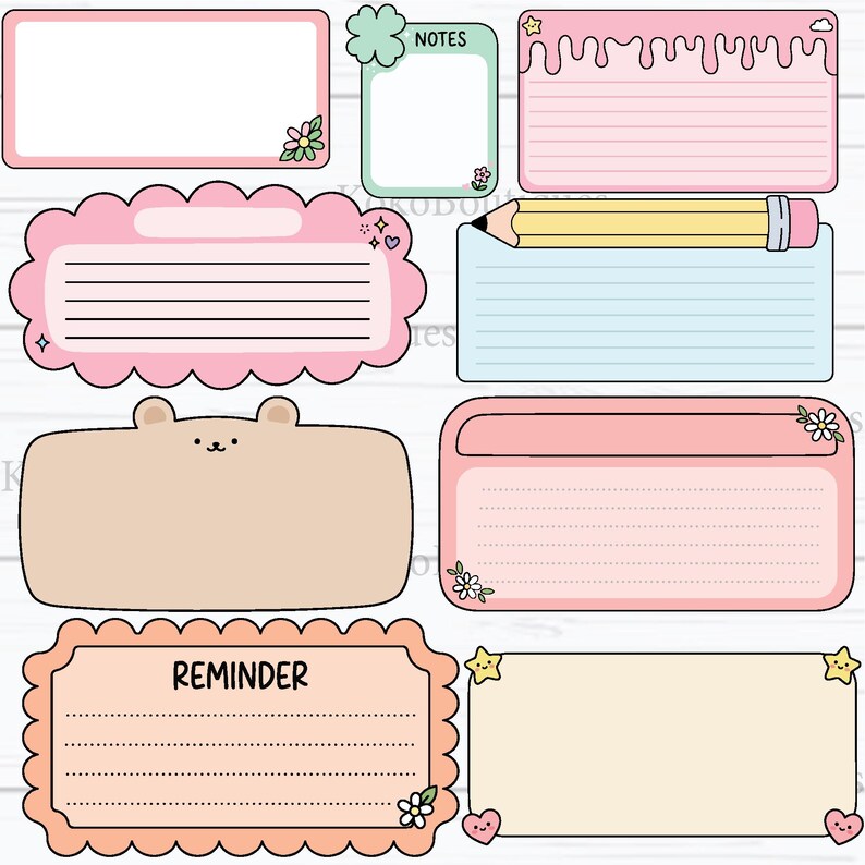 Daily Planner SVG , Cute Planner Stickers Bundle, Kawaii Notes Svg ...