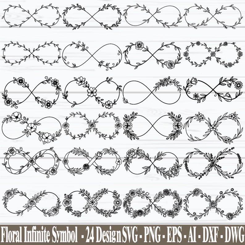 Floral Infinite Symbol SVG Bundle, Wedding Monogram Frame Svg, Infinity ...