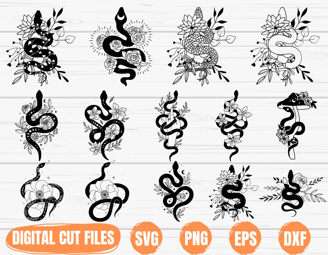 Snake SVG Bundle Floral Snake SVG Celestial Snake SVG Snake With ...