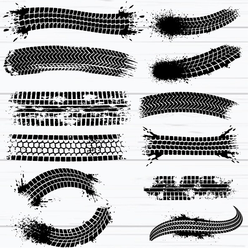 Tire Tracks SVG, Tire Track Patterns, Tire Track Clipart, Tire Marks ...