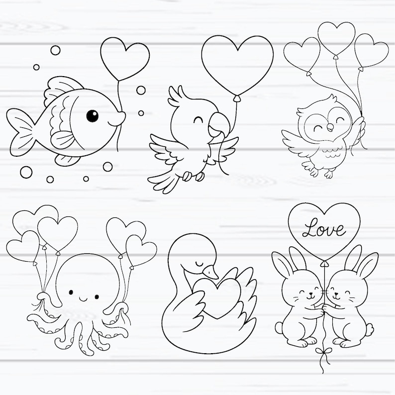 Animals With Heart SVG, Valentine's Day Svg Bundle, Cute Baby Animals ...
