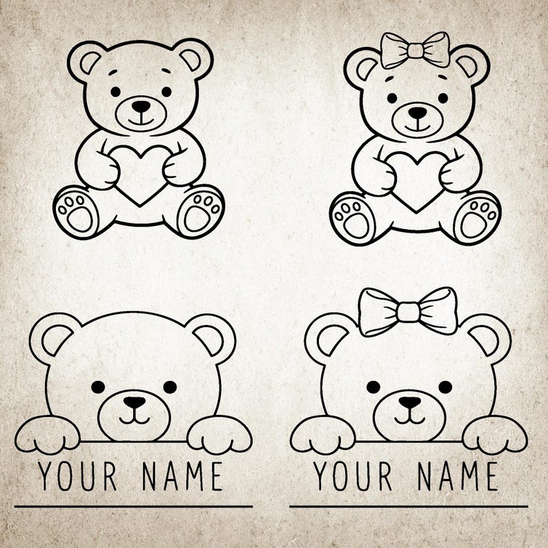 Teddy Bear SVG, Stuffed Bear SVG, Teddy Bear Split Monogram SVG, Teddy ...