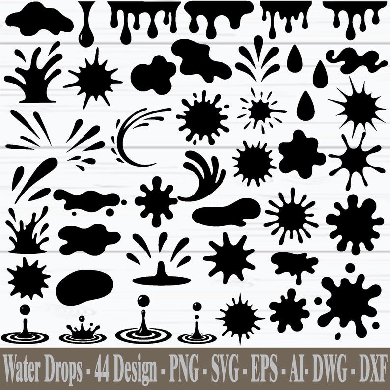 Water Drops SVG Bundle, Water Splash Svg, Splash and Drip Silhouette ...