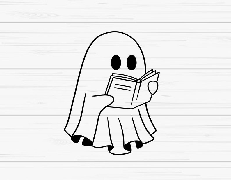 Cute Ghost Book SVG Ghost Reading Books SVG Book Lover SVG - Etsy