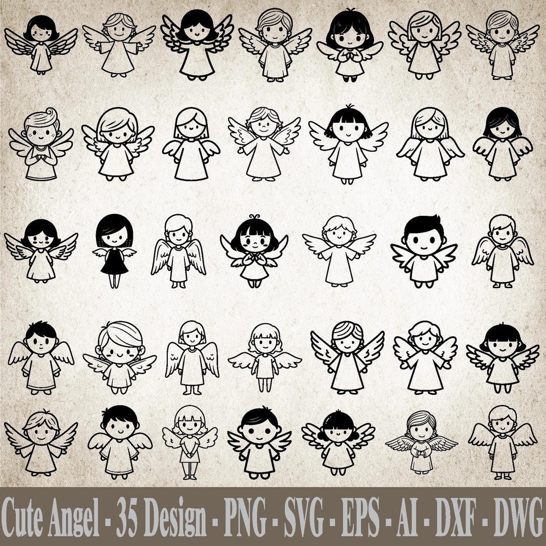 Children Angels SVG, Boy Angel SVG, Girl Angel SVG, Cute Angels Kids ...