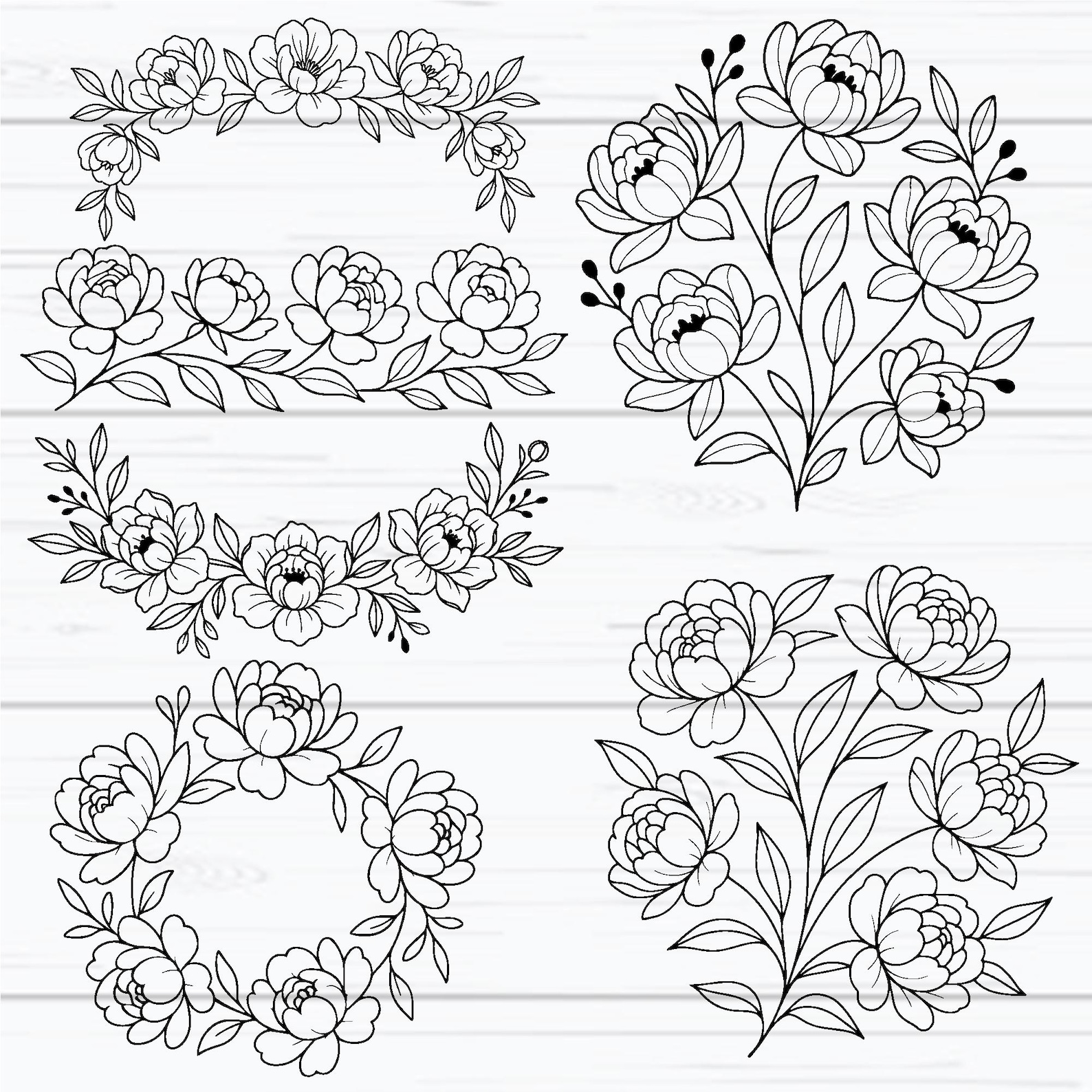 Peonies SVG, Peonies Bouquet Svg, Wedding Peony Svg, Peony Svg, Floral ...