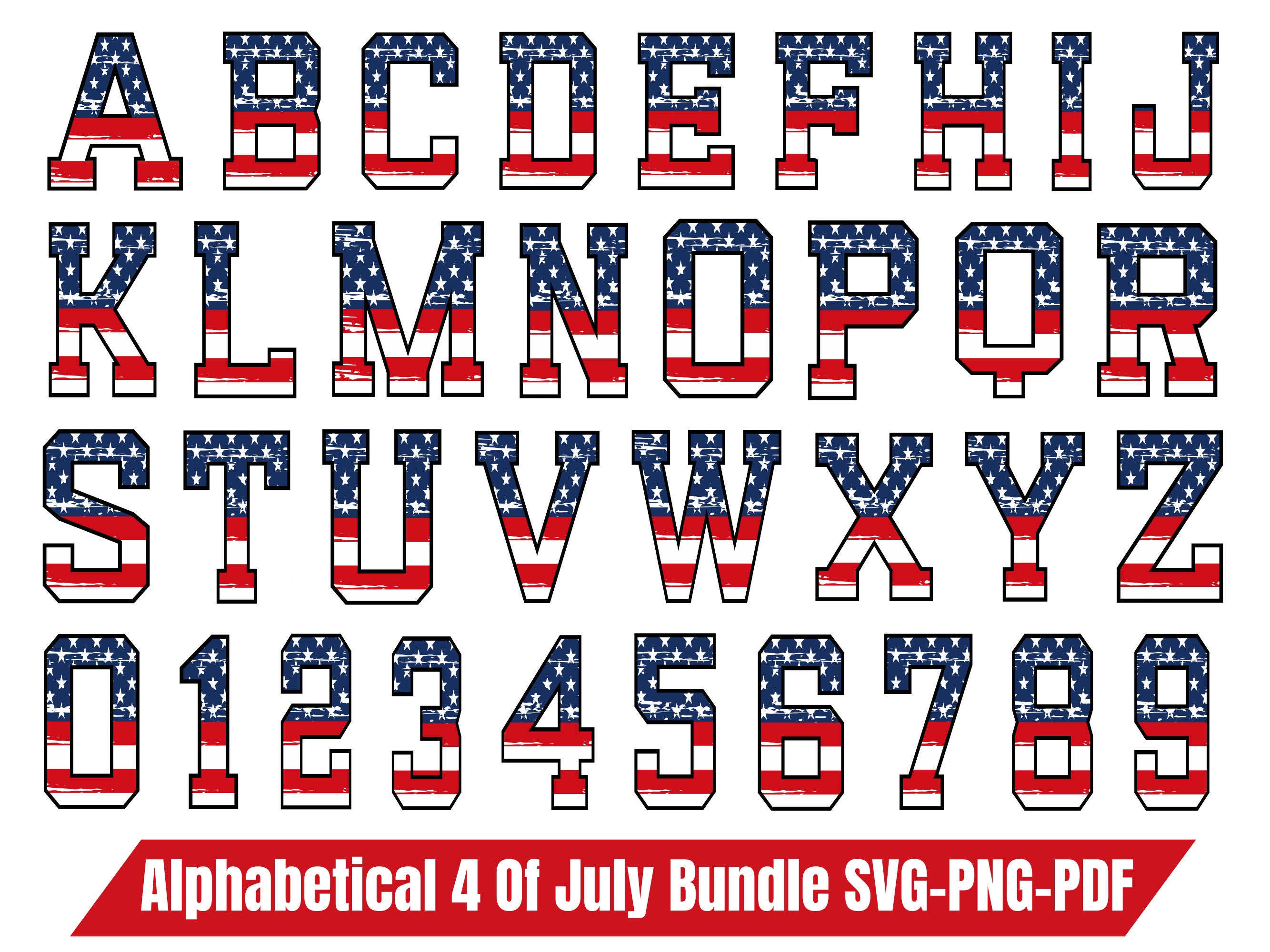 Patriotic Alphabet PNG Sublimation, Bundle Alpha PNG Letters, Retro ...