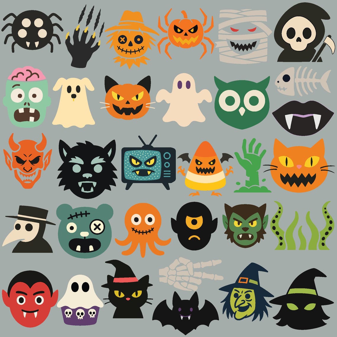 Halloween Stickers Clipart, Funny Halloween SVG, Cute Halloween PNG ...