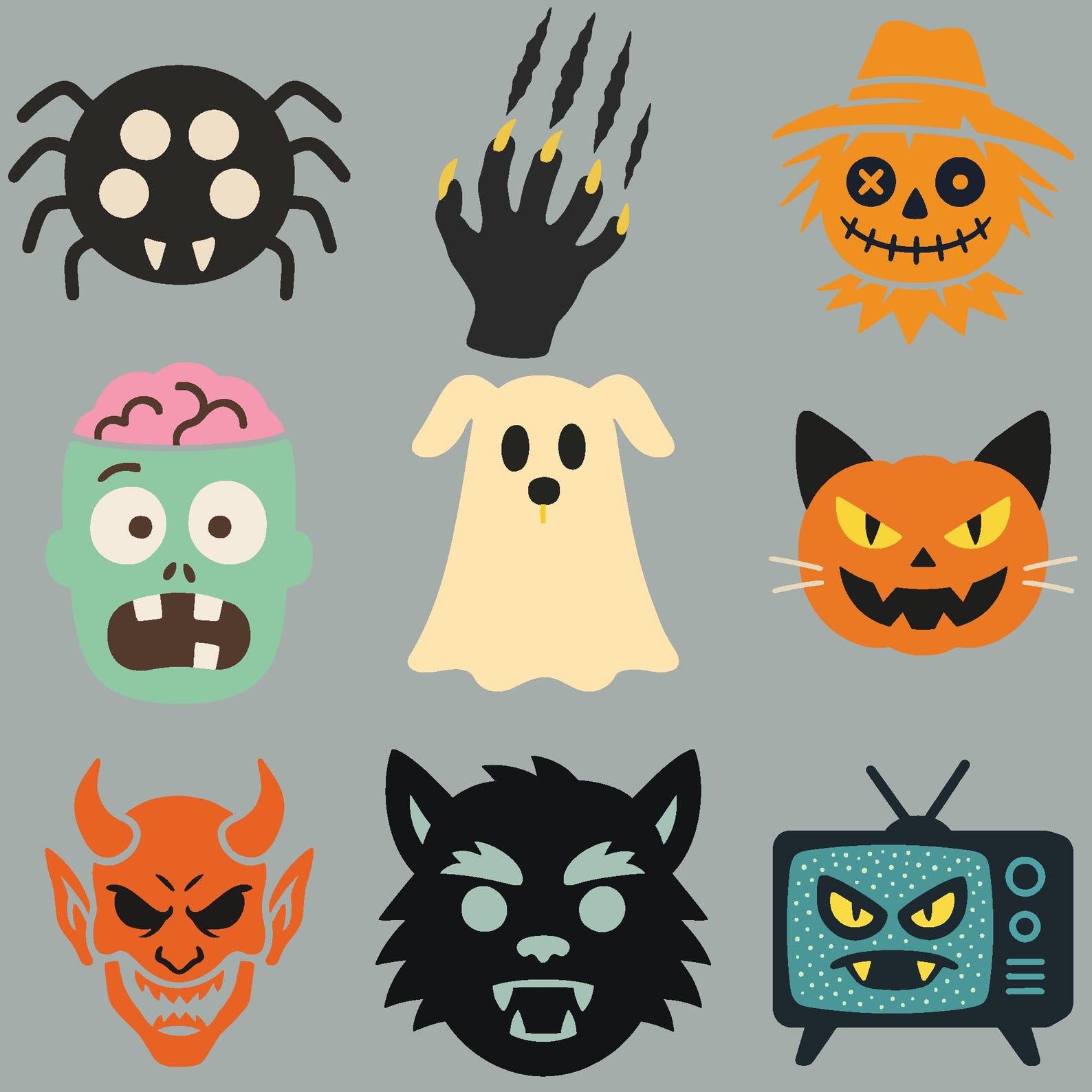 Halloween Stickers Clipart, Funny Halloween SVG, Cute Halloween PNG ...