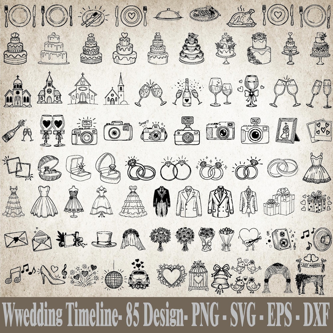 Wedding Icons SVG, Wedding Timeline SVG, Wedding Planner Elements SVG ...
