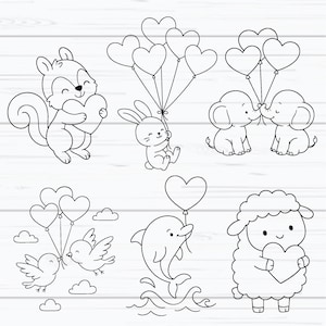 Animals With Heart SVG, Valentine's Day Svg Bundle, Cute Baby Animals ...