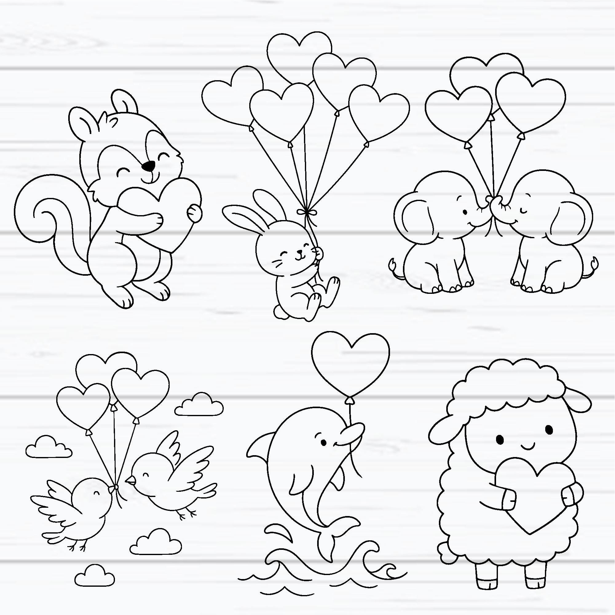Animals With Heart SVG, Valentine's Day Svg Bundle, Cute Baby Animals ...