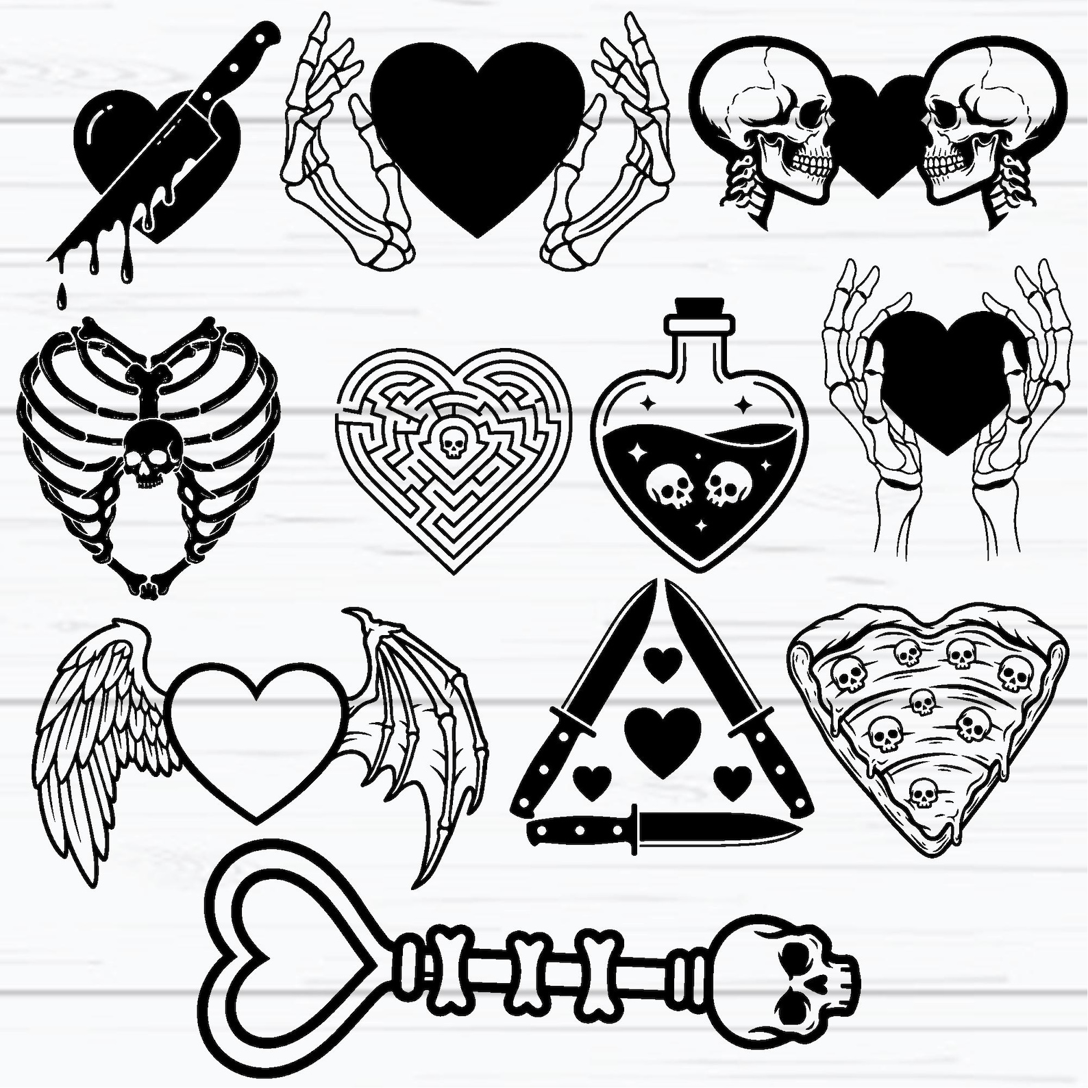 Anti Valentine SVG Bundle, Valentine's Day SVG, Gothic Skull Heart SVG ...