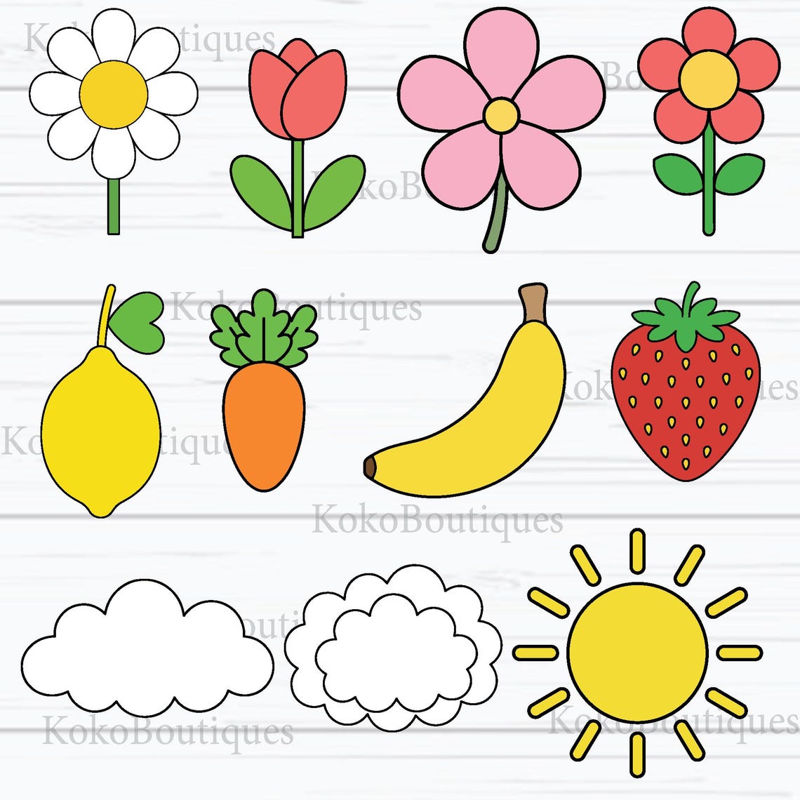 Cute Spring SVG Bundle, Cute Spring Clipart, Kawaii Spring Png, Nursery ...