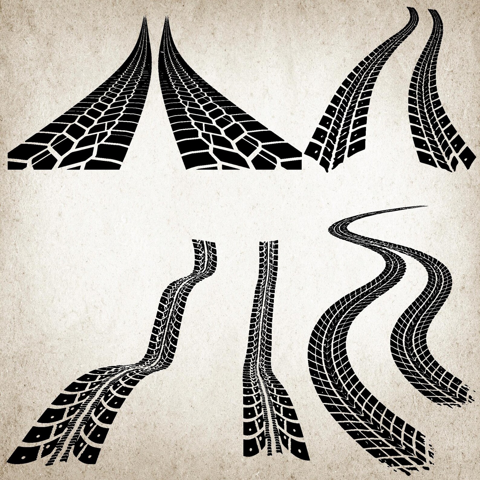 Tire Tracks SVG, Tire Track Patterns, Tire Track Clipart, Tire Marks ...