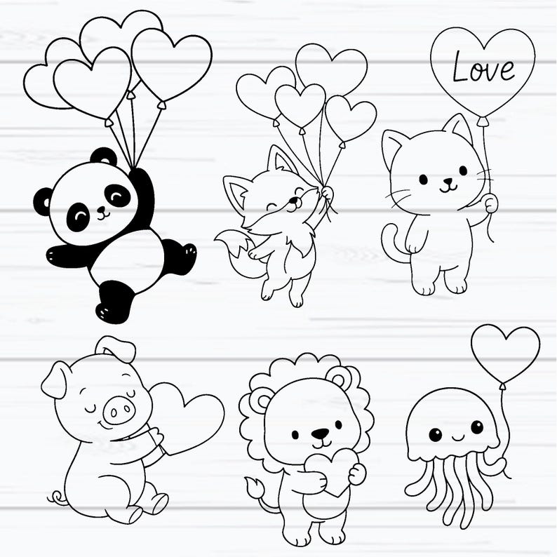 Animals With Heart SVG, Valentine's Day Svg Bundle, Cute Baby Animals ...