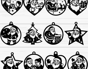 Santa Ornament SVG, Christmas Signs Svg, Round Christmas Sign Svg ...