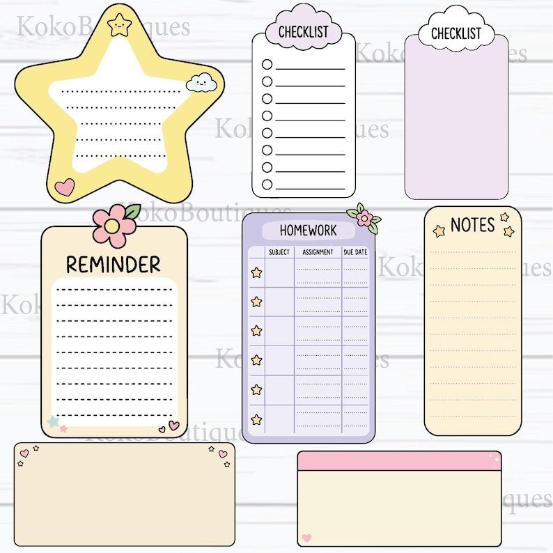 Daily Planner SVG , Cute Planner Stickers Bundle, Kawaii Notes Svg ...