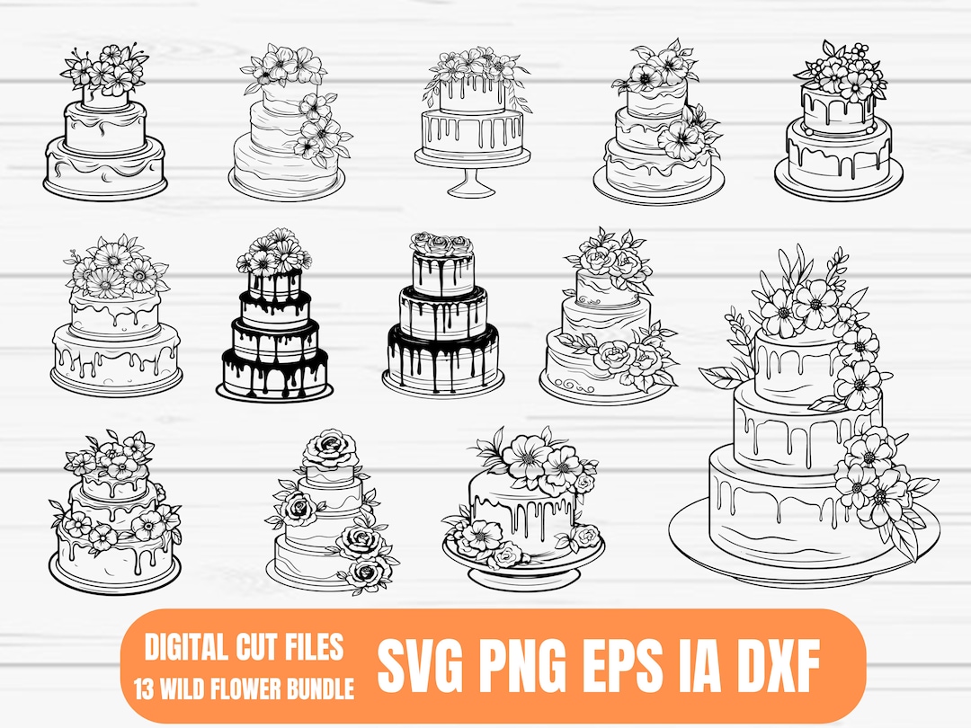 Cake Svg Bundle, Wedding Cake Svg, Birthday Cake Svg, Birthday Party ...