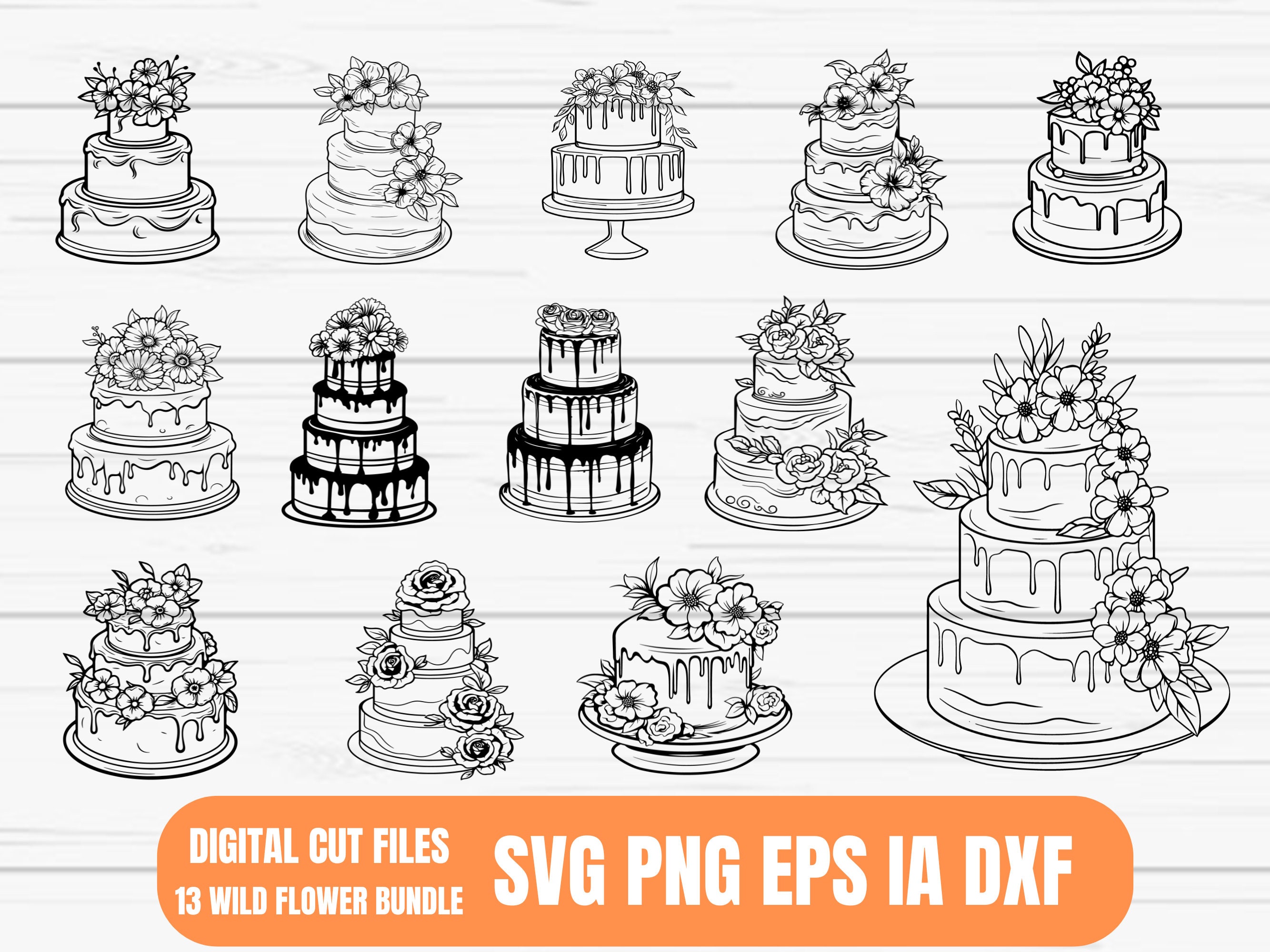 Cake Svg Bundle, Wedding Cake Svg, Birthday Cake Svg, Birthday Party ...