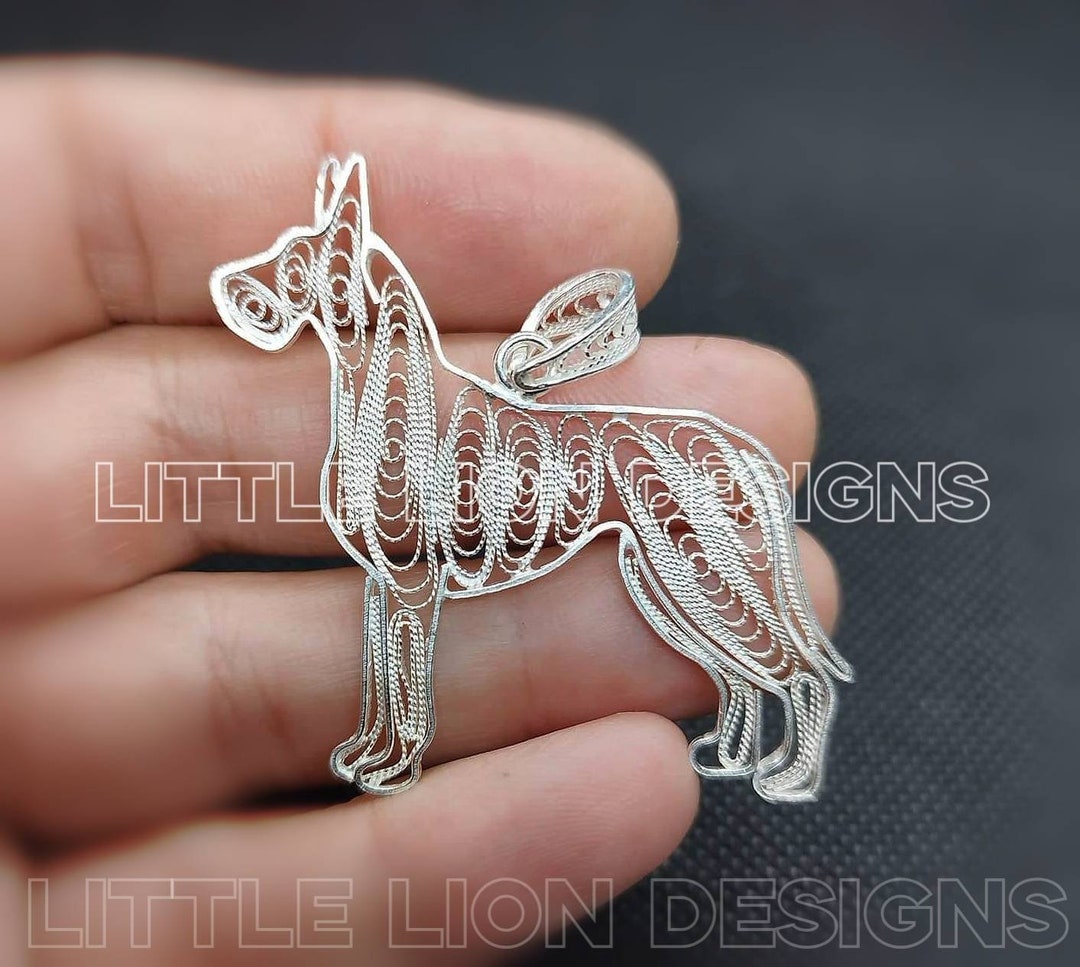 Great Dane Sterling Silver Pendant (key Words: Great Dane Brooch,great ...