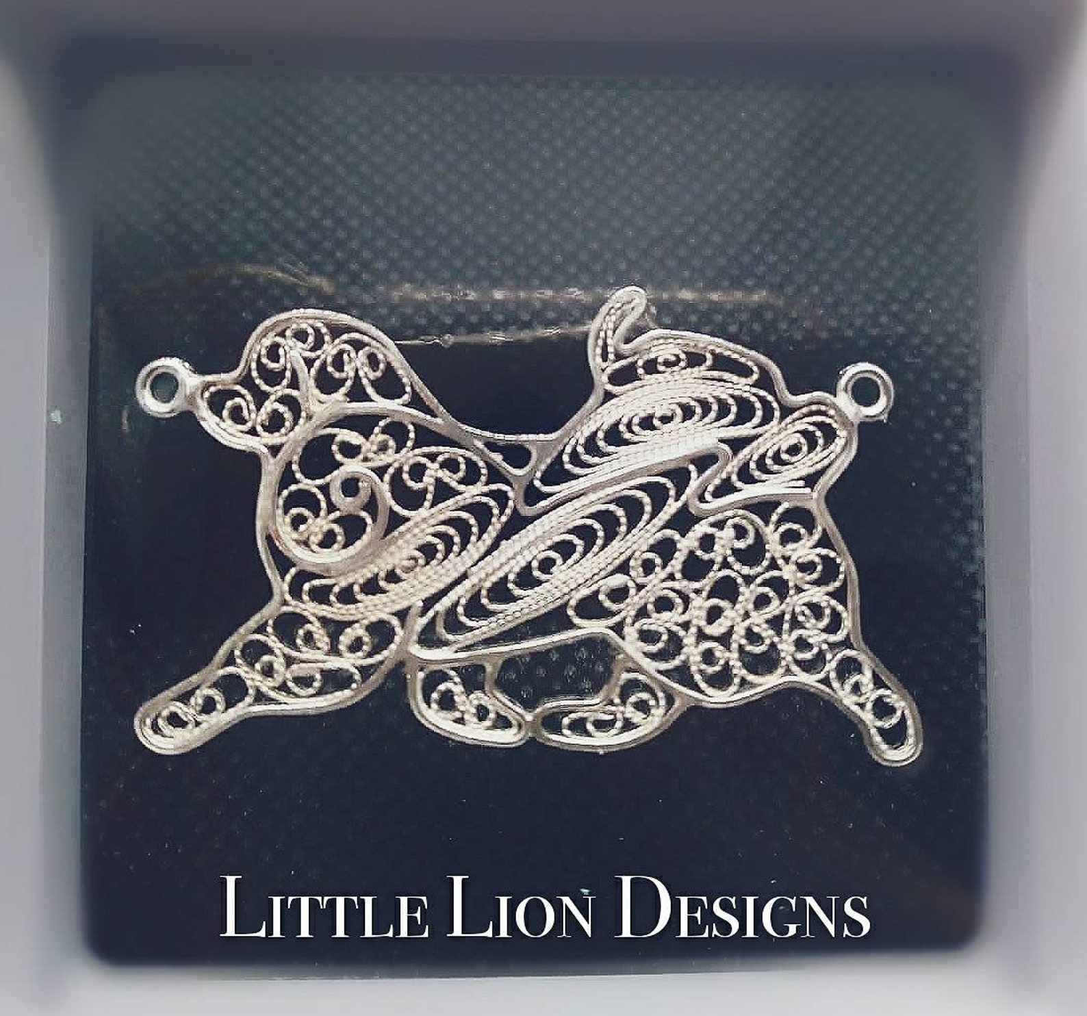 Tibetan Spaniel Tibbie Trotting Silver Pendant (/pin Necklace Filigree ...