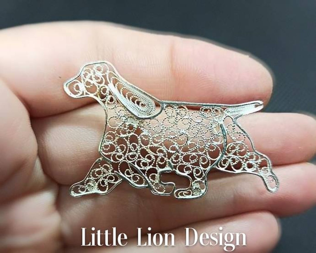 English Cocker Spaniel Pendant, Springer Spaniel, Brooch, Silhuette ...