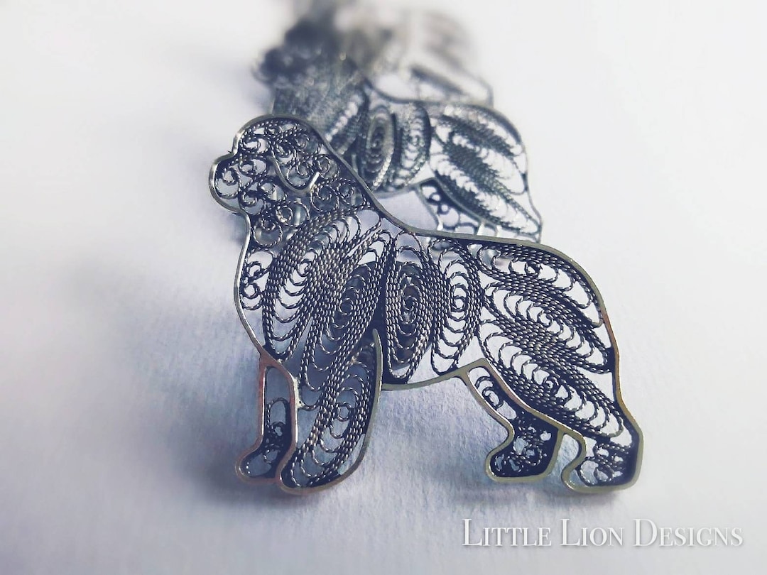 Newfoundland Dog Sterling Silver Pin (newfie Pendant Necklace Gold ...