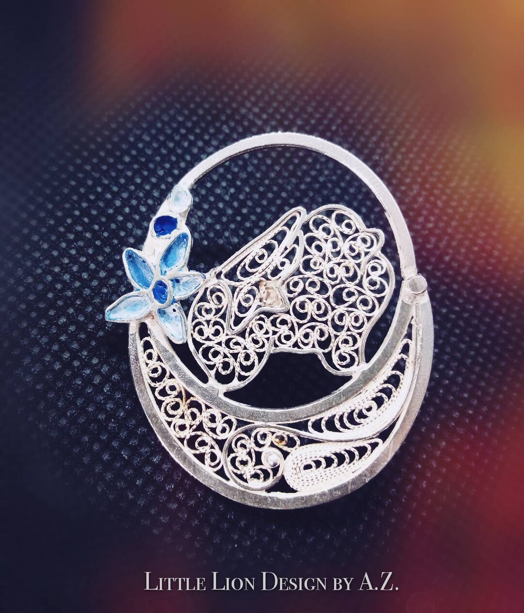 Pomeranian Spitz Pin Pendant Brooch Filligree Dog Sterling Silver Gold ...