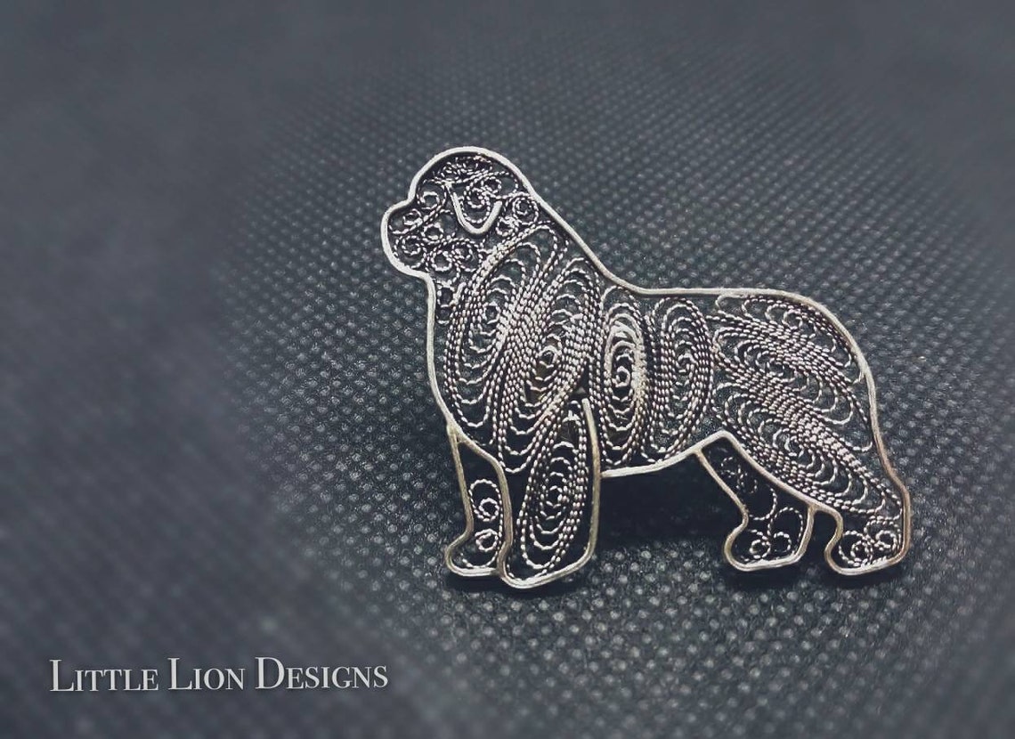 Newfoundland Dog Sterling Silver Pin (newfie Pendant Necklace Gold ...