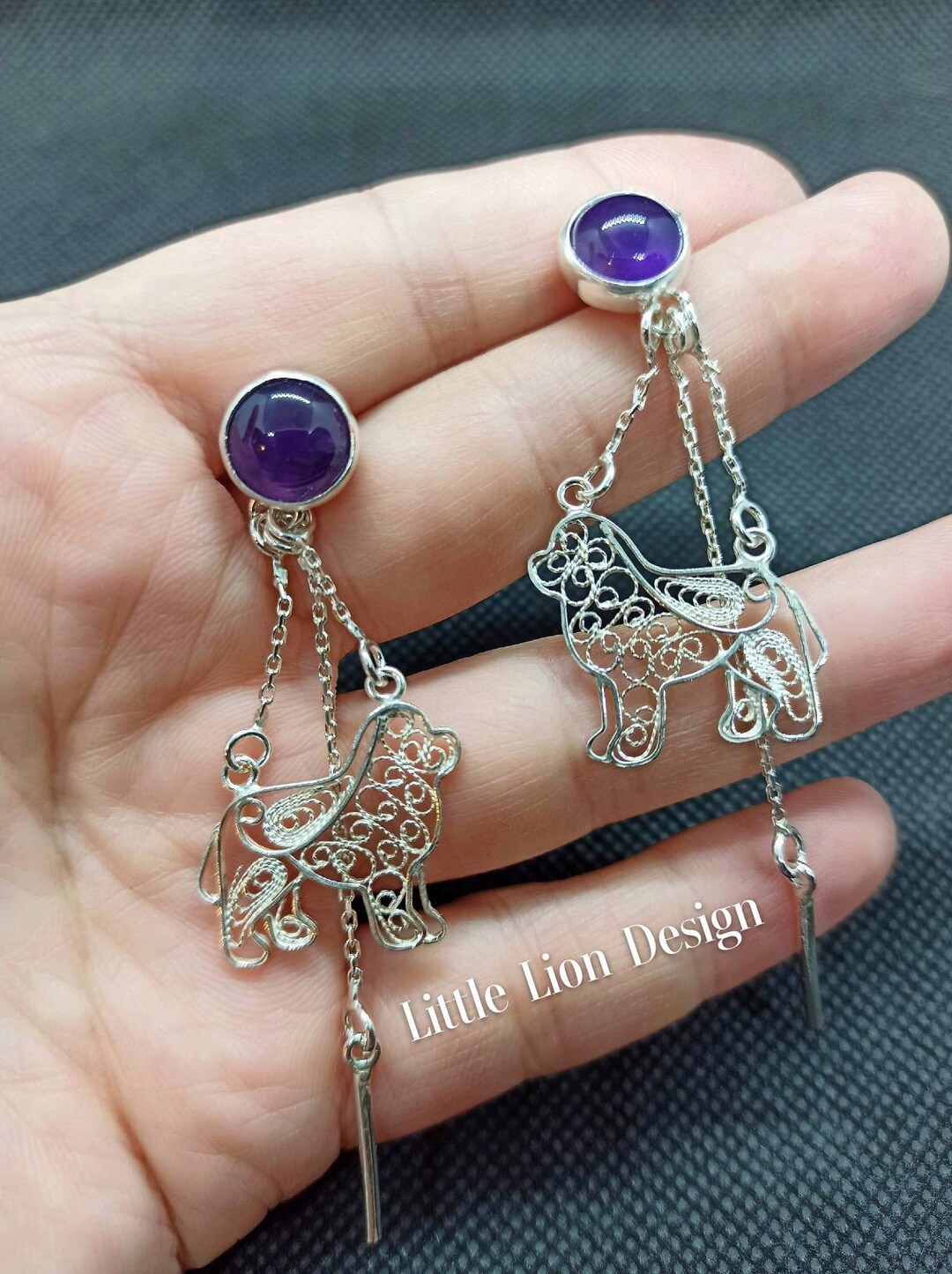 Newfoundland Dog Earrings /(newfie Sterling Silver Gift Natural Stone ...