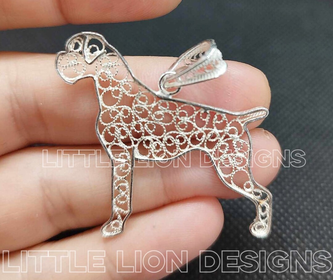 Boxer Dog Sterling Silver Pendant //necklace,pin,brooch,filigree Art ...