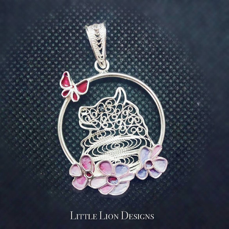 Sterling Silver Samoyed Flowers Pendant Necklace Pin Filligree - Etsy