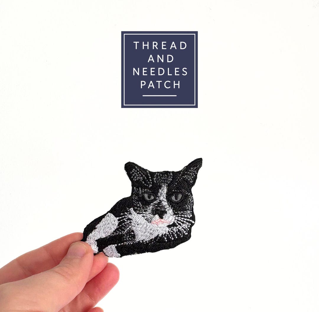 Iron on Cat Patch, Embroidered Cat Patch, Realistic Cat Embroidered ...