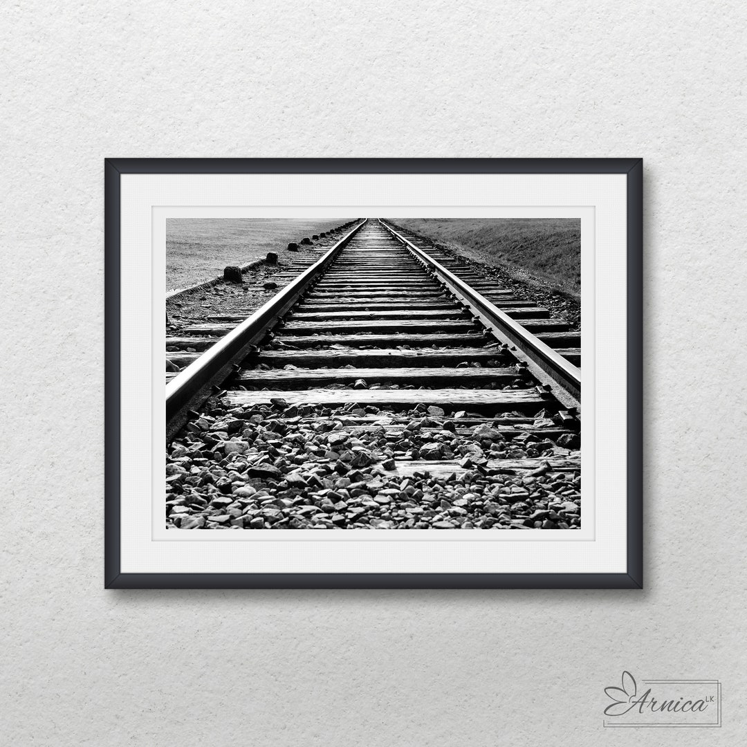 Black and White Train Track Photography Print, Railroad Art (digital ...