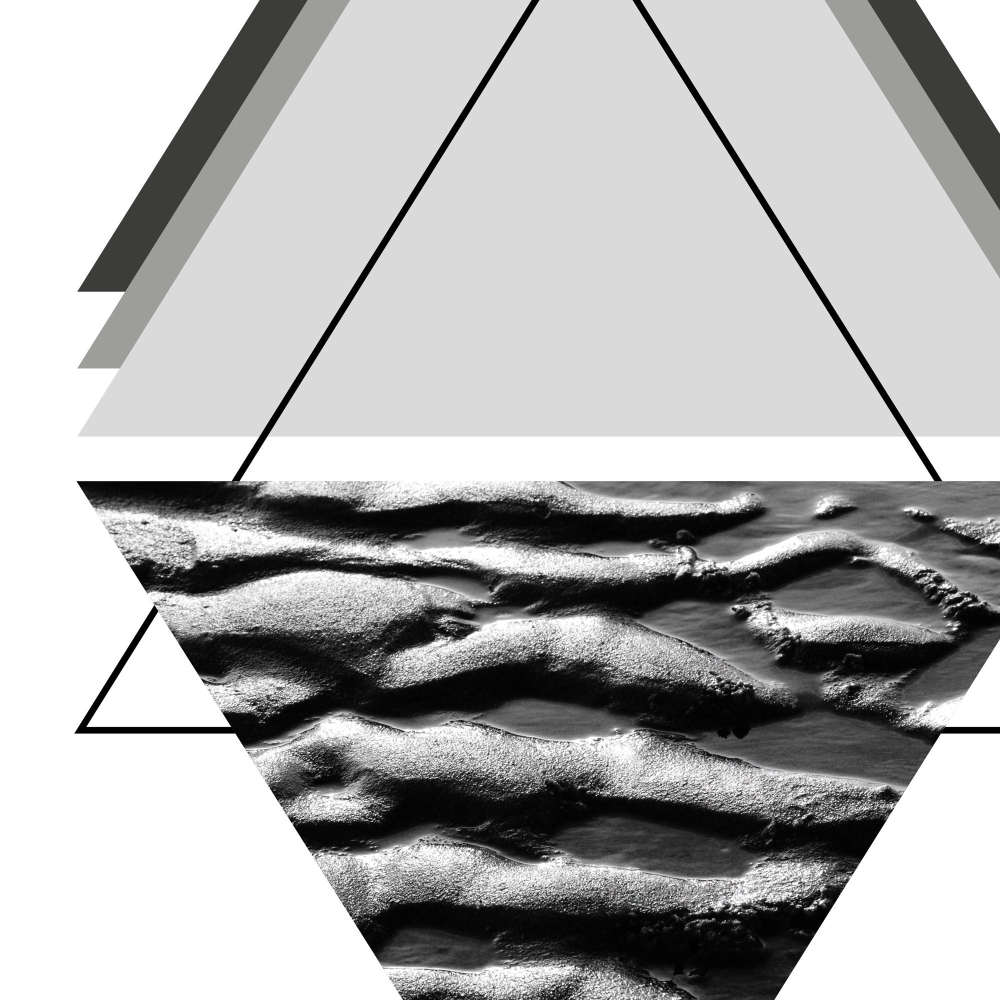 Triangles and Sea Sand Black and White Photography, Geometric Printable ...