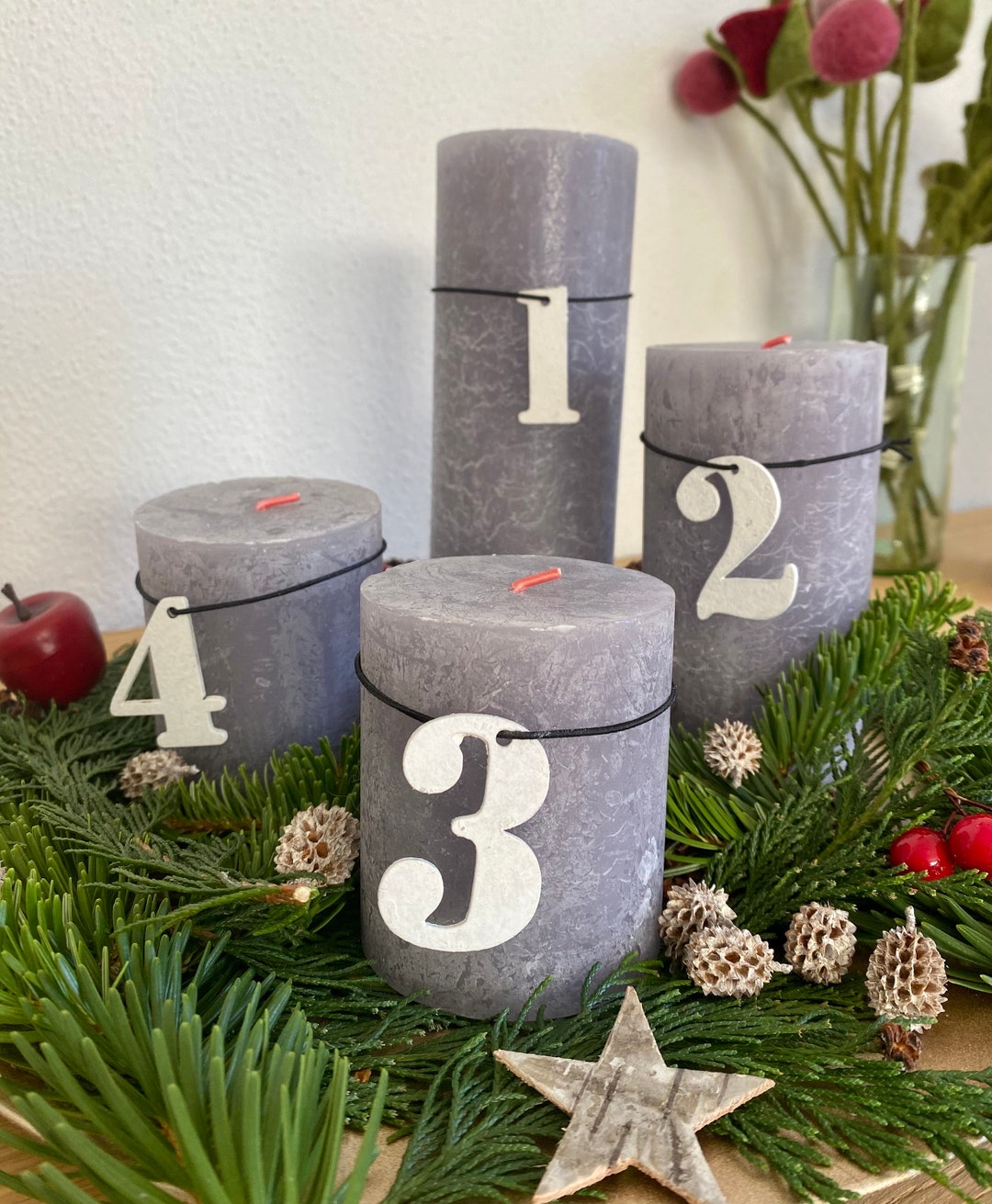 Advent Wreath Numbers 1 2 3 4 Advent Numbers Made From - Etsy UK