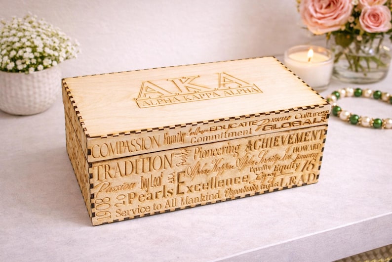 Alpha Kappa Alpha Keepsake Box | Custom Engraved Fraternity Gift ...