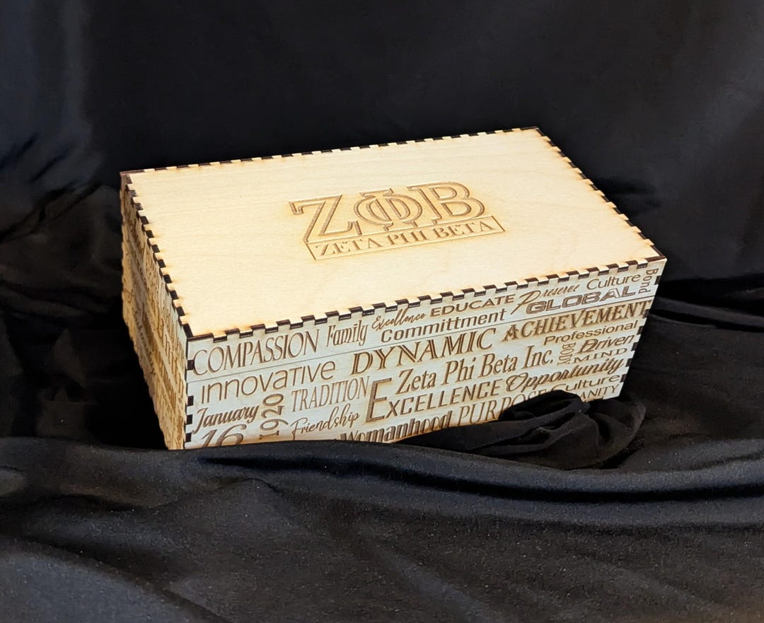 Zeta Phi Beta Keepsake Box | Custom Engraved Sorority Fraternity Gift ...
