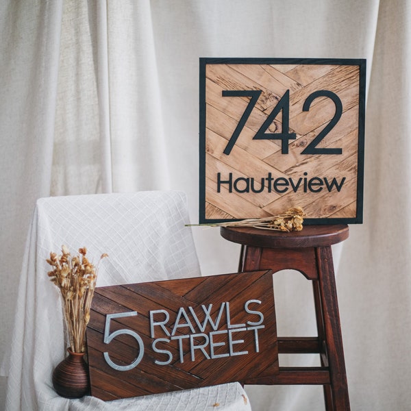 Wood Street Number Sign - Etsy