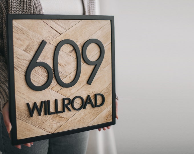 Square House Address Sign, Horizontal or Vertical Shapes With Street or ...