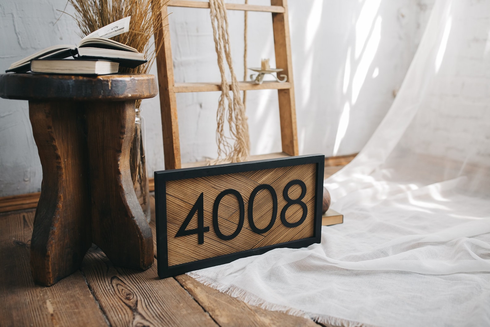 Framed House Numbers Sign Horizontal Number Vertical, Square Custom ...