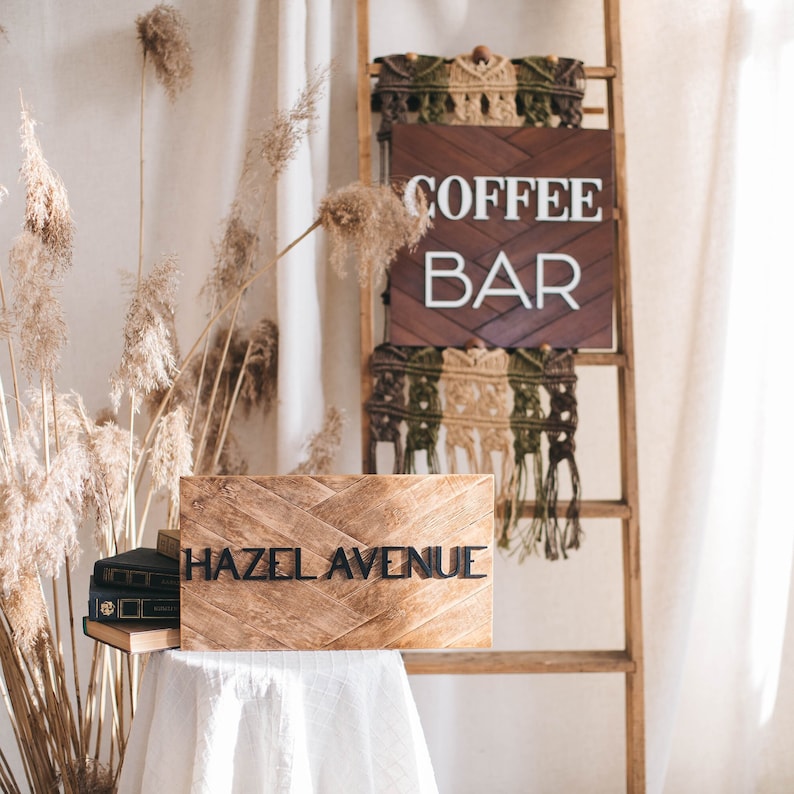 Custom Wooden Address Sign: Horizontal House Number Plaque - Etsy