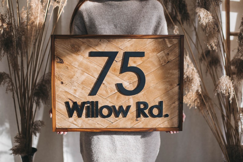 Modern Wood House Number Sign: 3D Address Plaque - Etsy