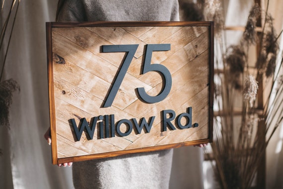 Large Horizontal Framed House Numbers Sign Vertical Square - Etsy