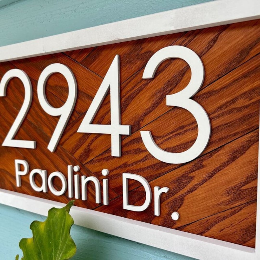 Horizontal House Number Sign: Custom Outdoor Address Plaque - Etsy