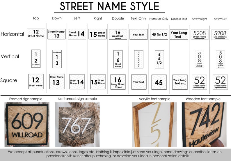 Framed House Numbers Sign Horizontal Number Vertical Square - Etsy